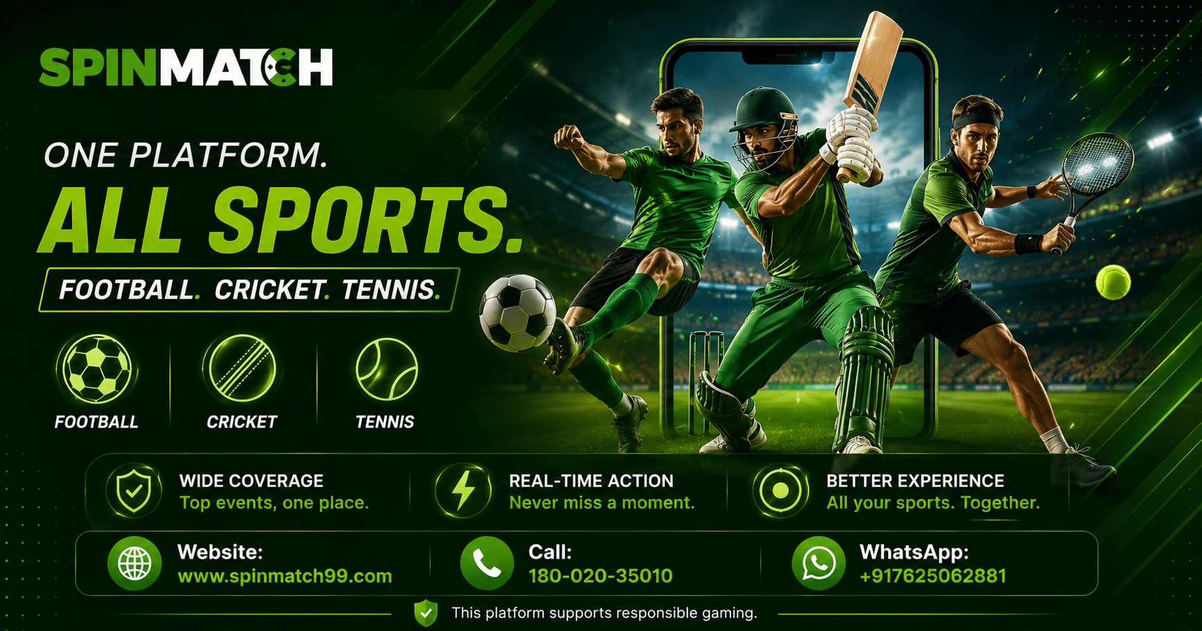How Does Spinmatch Cover Football, Cricket, and Tennis Events Together?